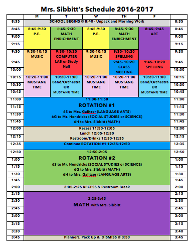 Sixth Grade Scholars: Schedule & Policies
