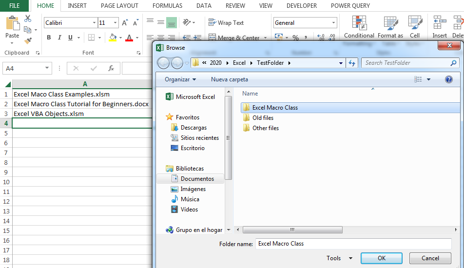 Excel Macro Class List All Files In Folder Excel Vba Macro