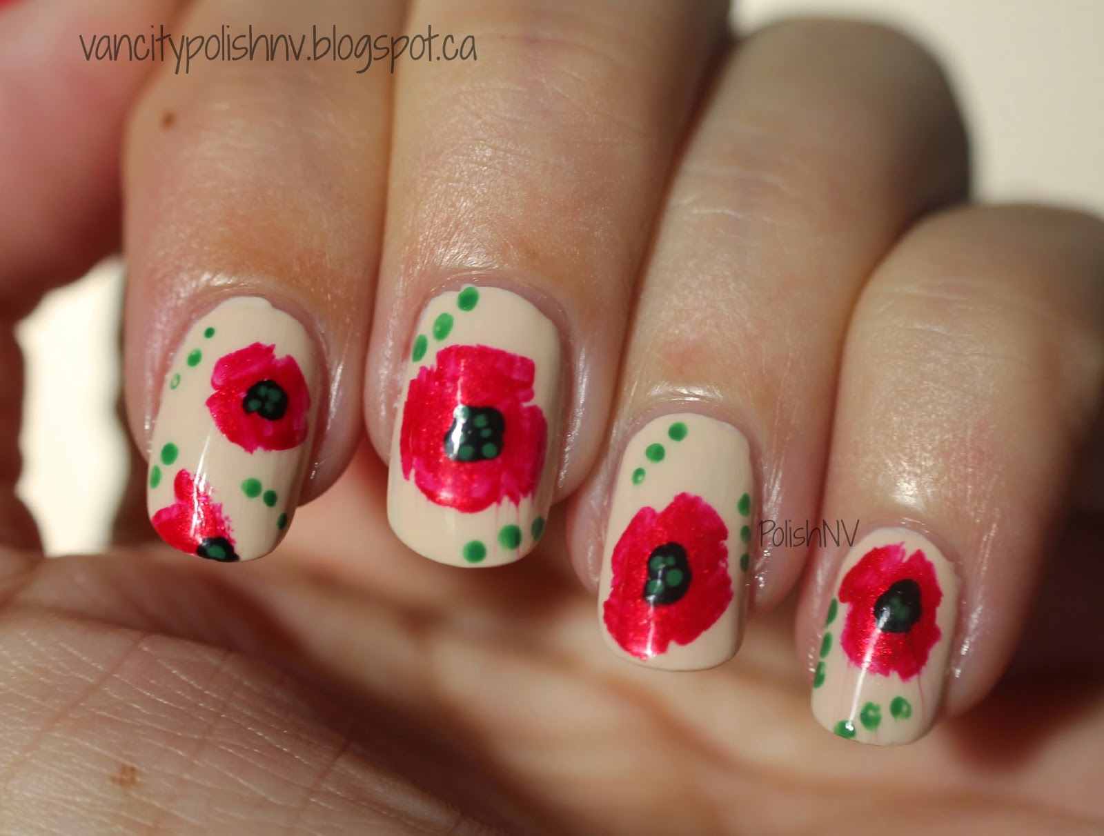 PolishNV: Remembrance Day Poppy Nail Art