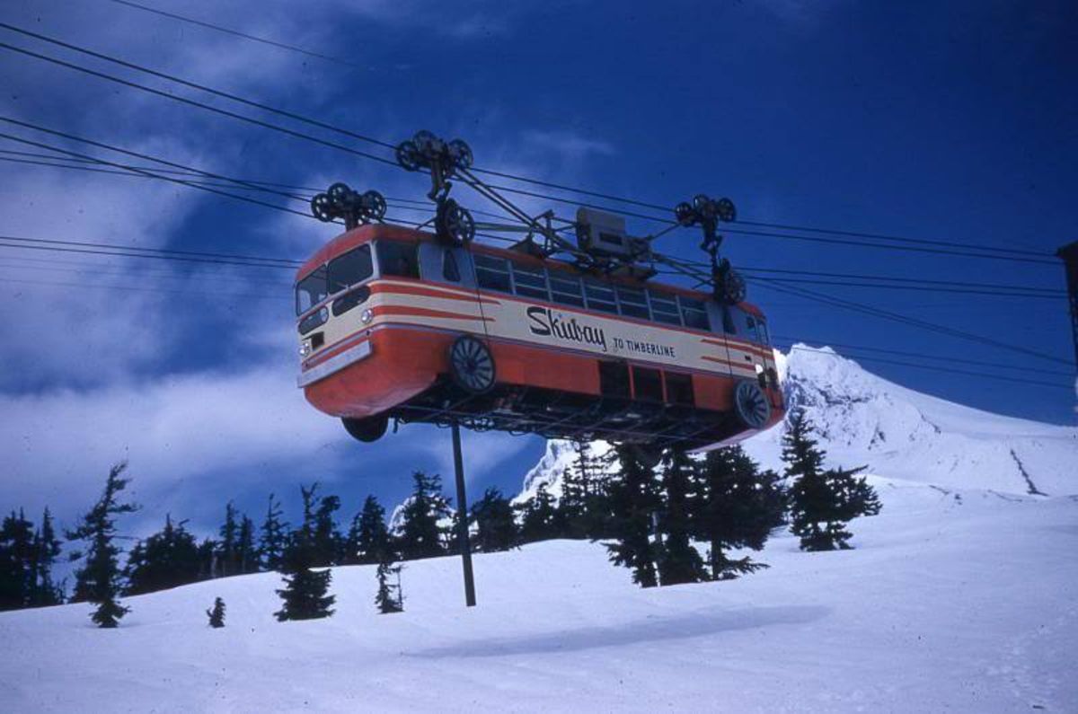 Vintage Photographs of the Skiway Sky Bus Lift Used on Mt. Hood, Oregon ...