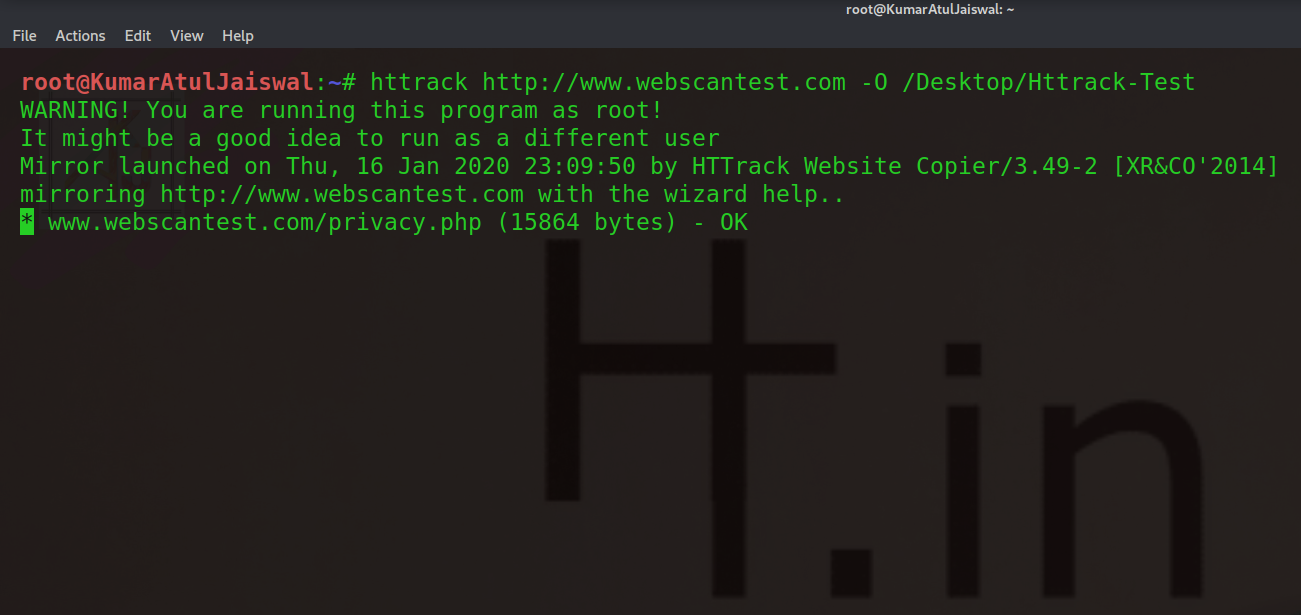 How to clone any website using httrack tool