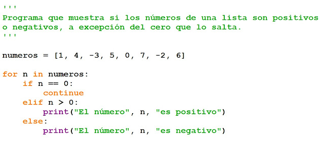 Programar en python: Nivel 8 - Más buclesReto 12 - Continue
