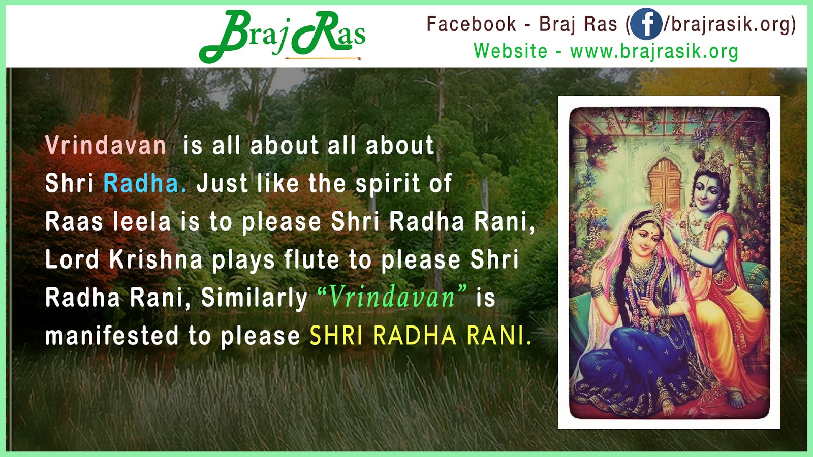 Vrindavan is all about Shri Radha Rani | Braj Ras | www.brajrasik.org