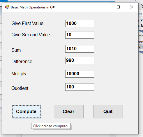 Free Programming Source Codes and Computer Programming Tutorials: Basic Math Operations in C#