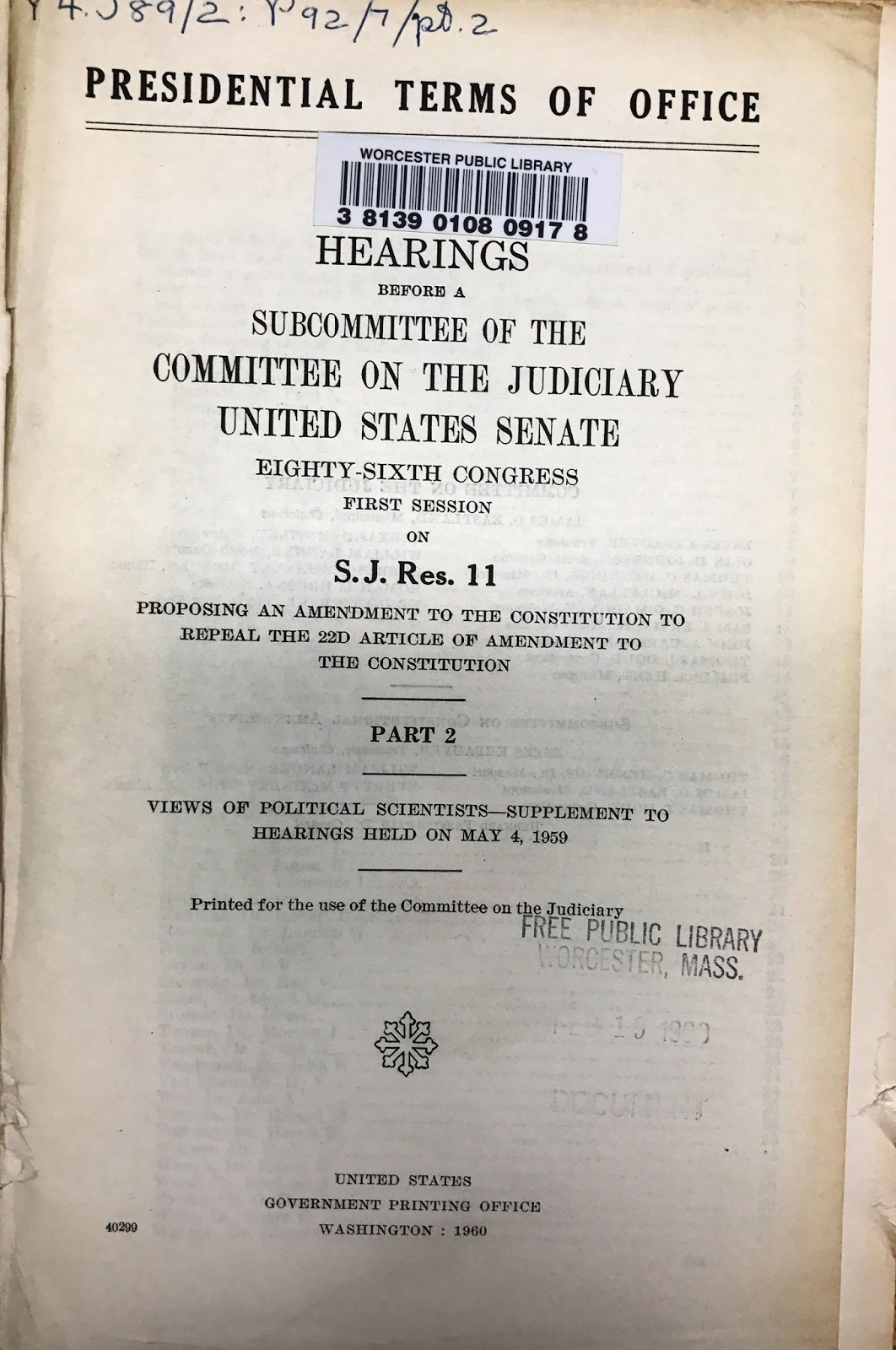 The Biblio Files by Reference @ WPL: On This Day in Government ...