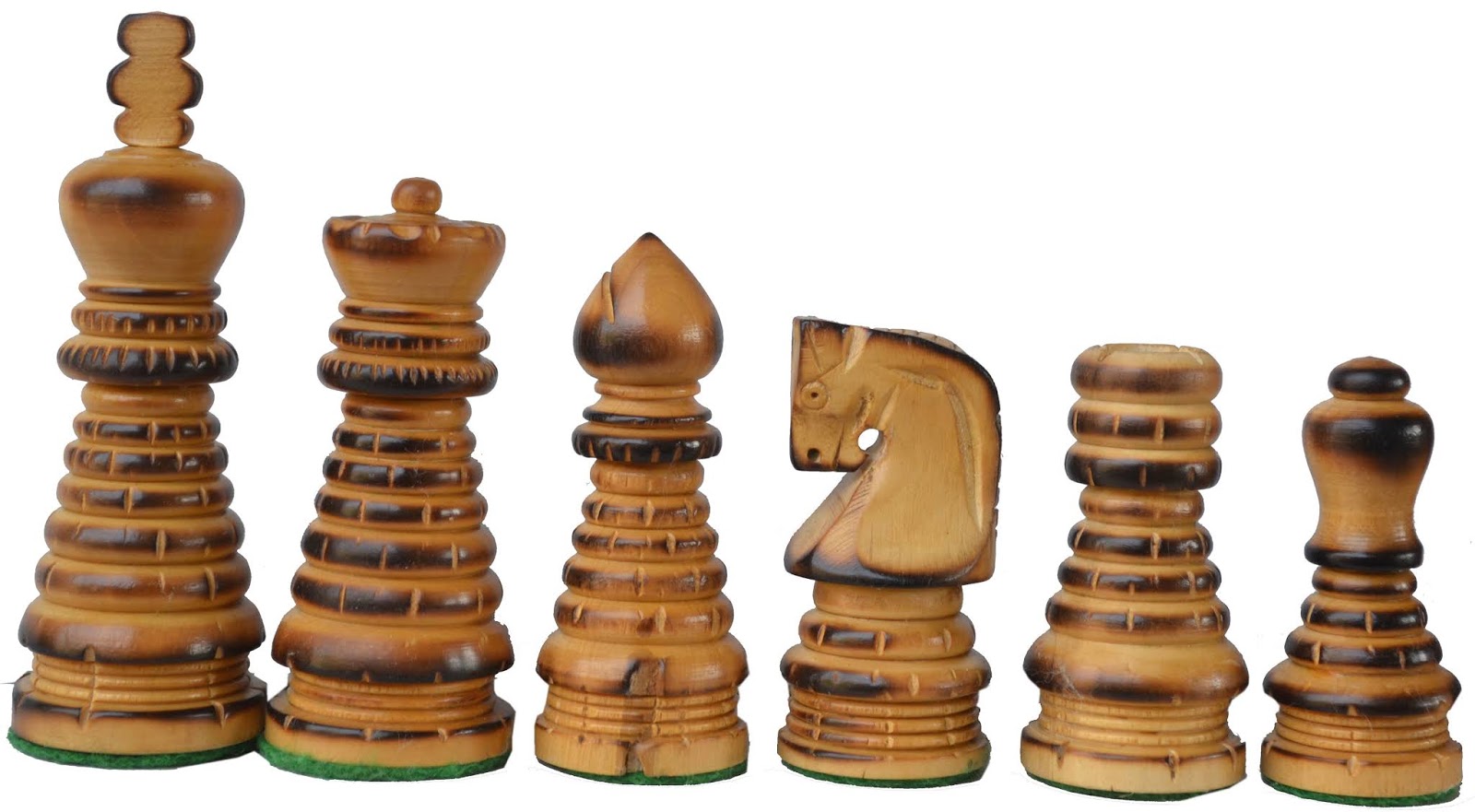 Wooden Chess Set Burn Design Chess Set 32 Chess Pcs