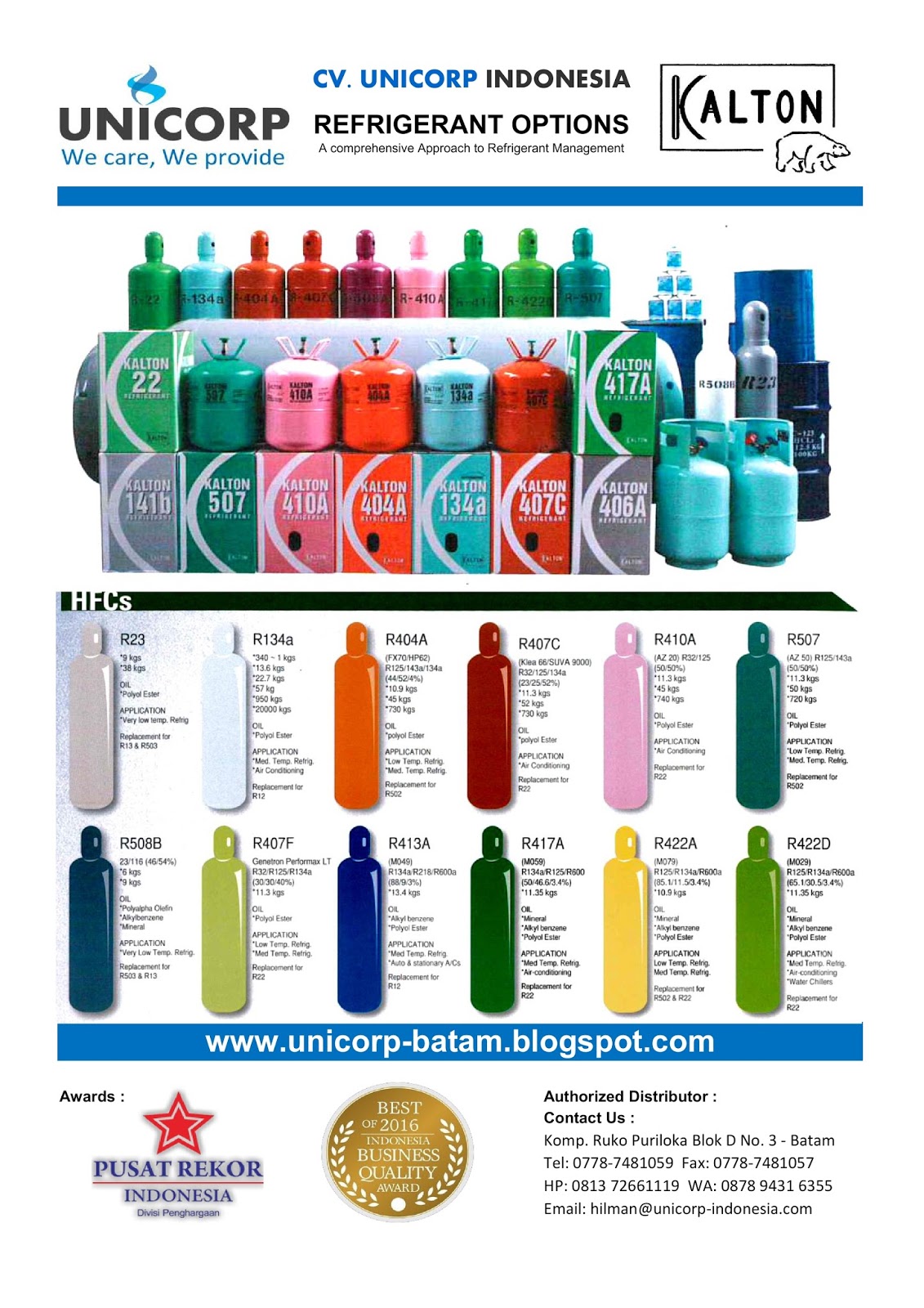 CV. UNICORP INDONESIA: DISTRIBUTOR FREON KALTON (SINGAPORE) INDONESIA ...