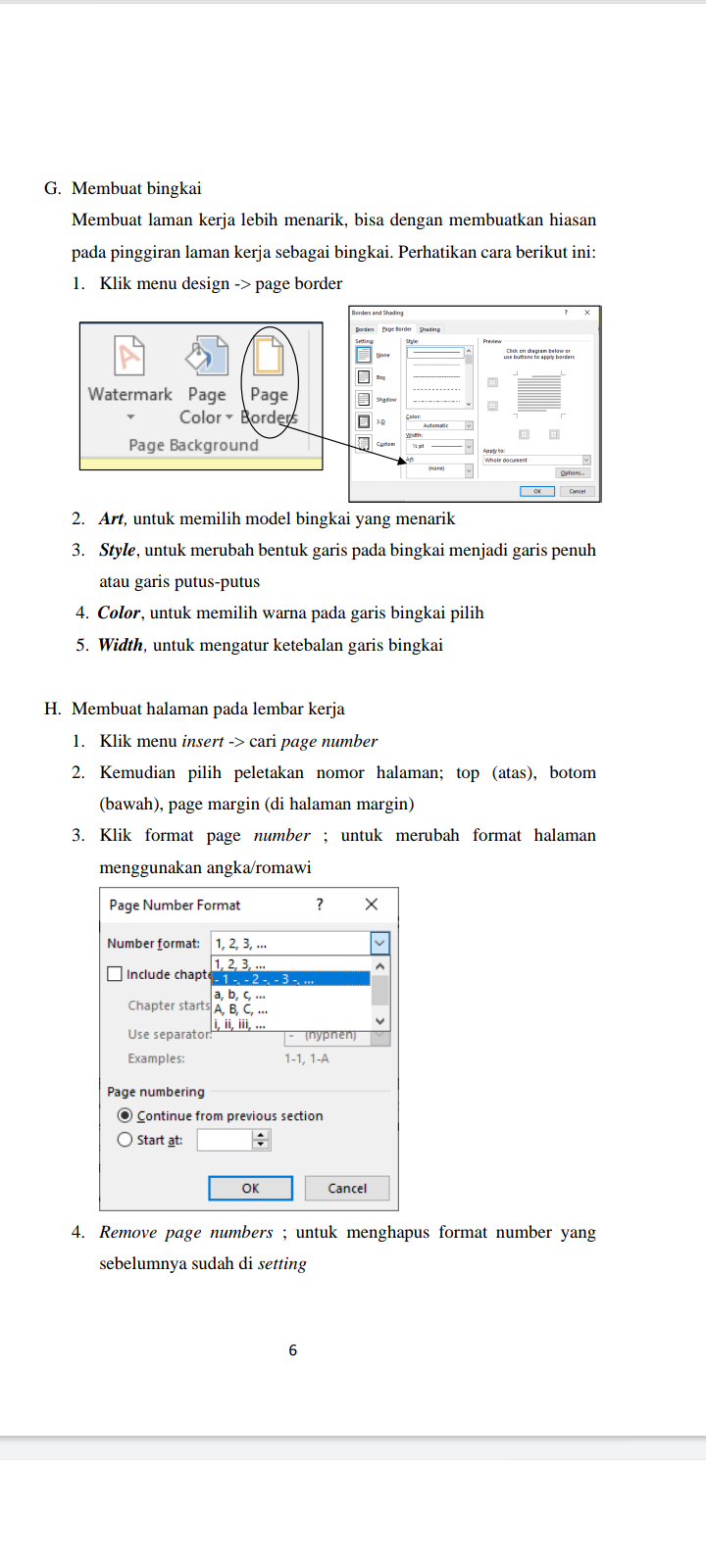 little star: Membuat bingkai dan halaman kerja pada microsoft word