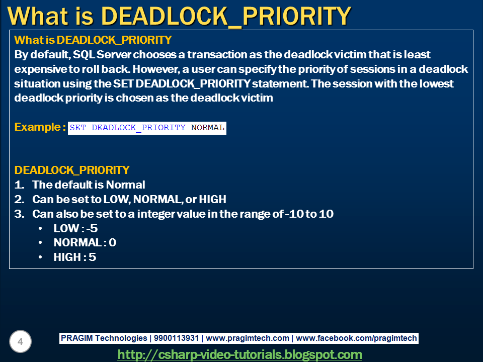 Sql Server Net And C Video Tutorial Sql Server Deadlock Victim