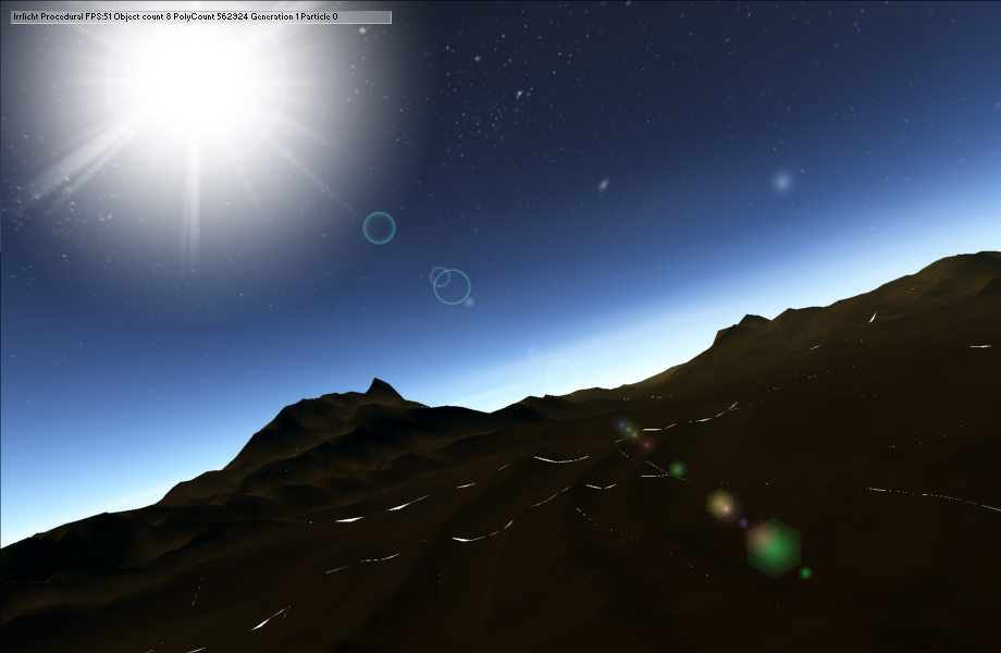 Planetary Engine v3 : floating point heightmap, clouds , lensflare