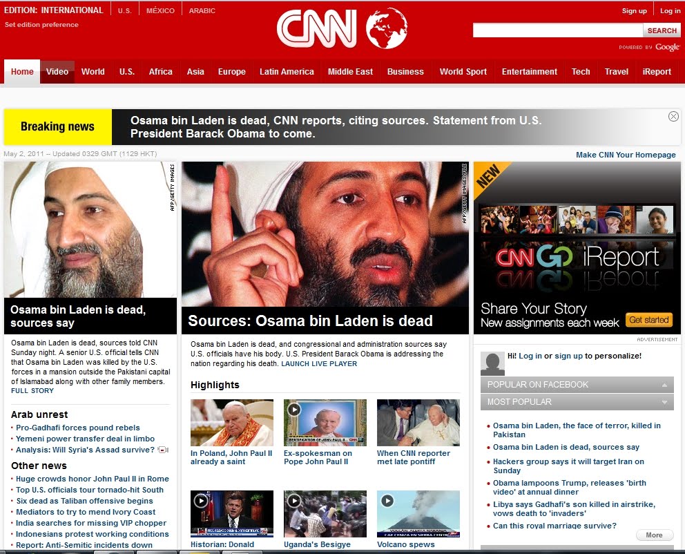 CNN Observations: CNN Covers bin Laden Death