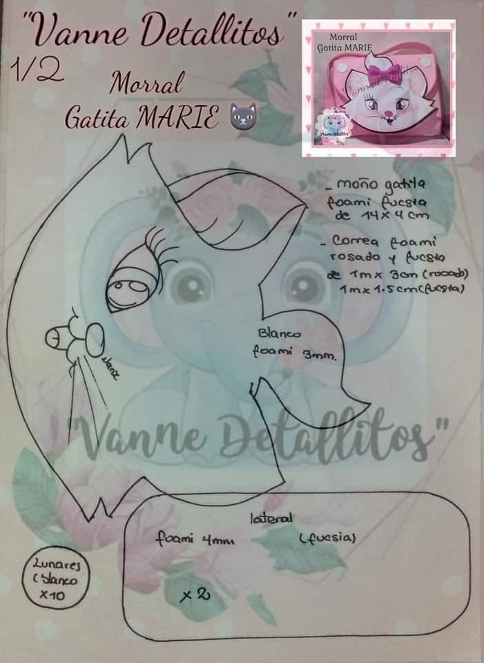 Molde Bolsa gatinha Marie - Ver e Fazer