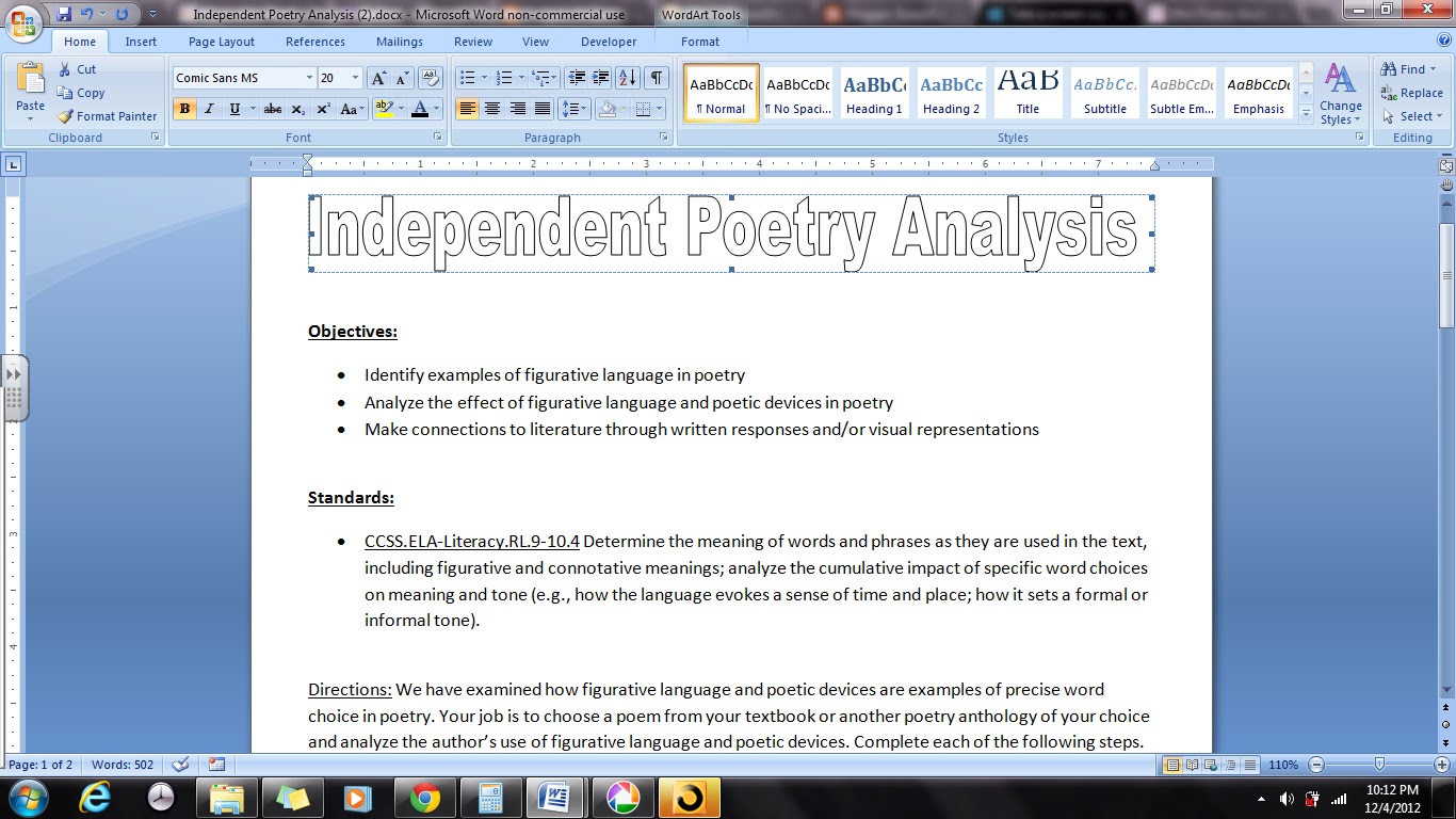 ELA Essentials: Mini-Poetry Analysis