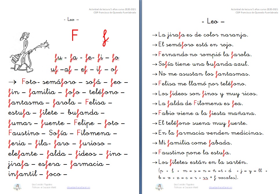 El blog de la profe Aroa: APRENDEMOS LA LETRA F