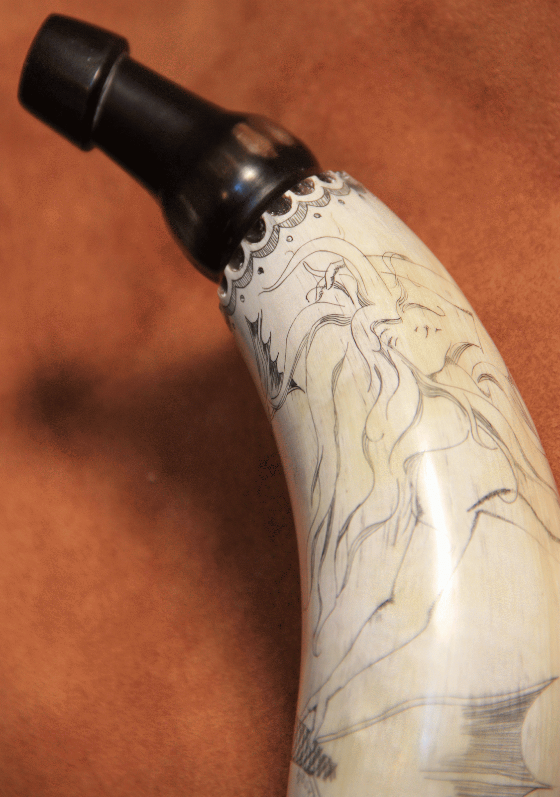 LZ & Company: Scrimshaw Powder Horn - Mermaids - 3 Sisters