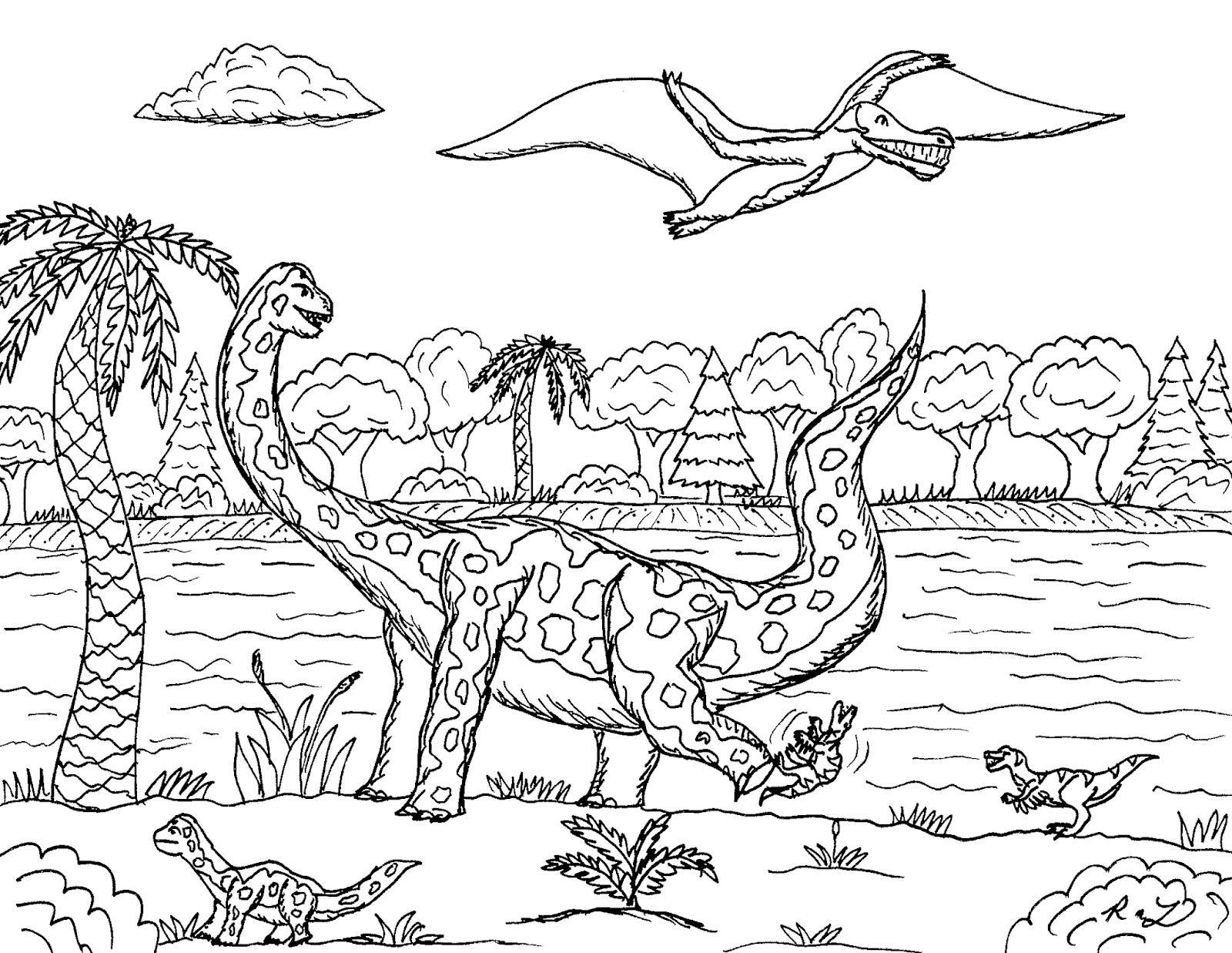 Robin's Great Coloring Pages: Brontomerus and Maaradactylus