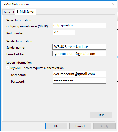 How to configure email notification on WSUS Server | Online Networks ...