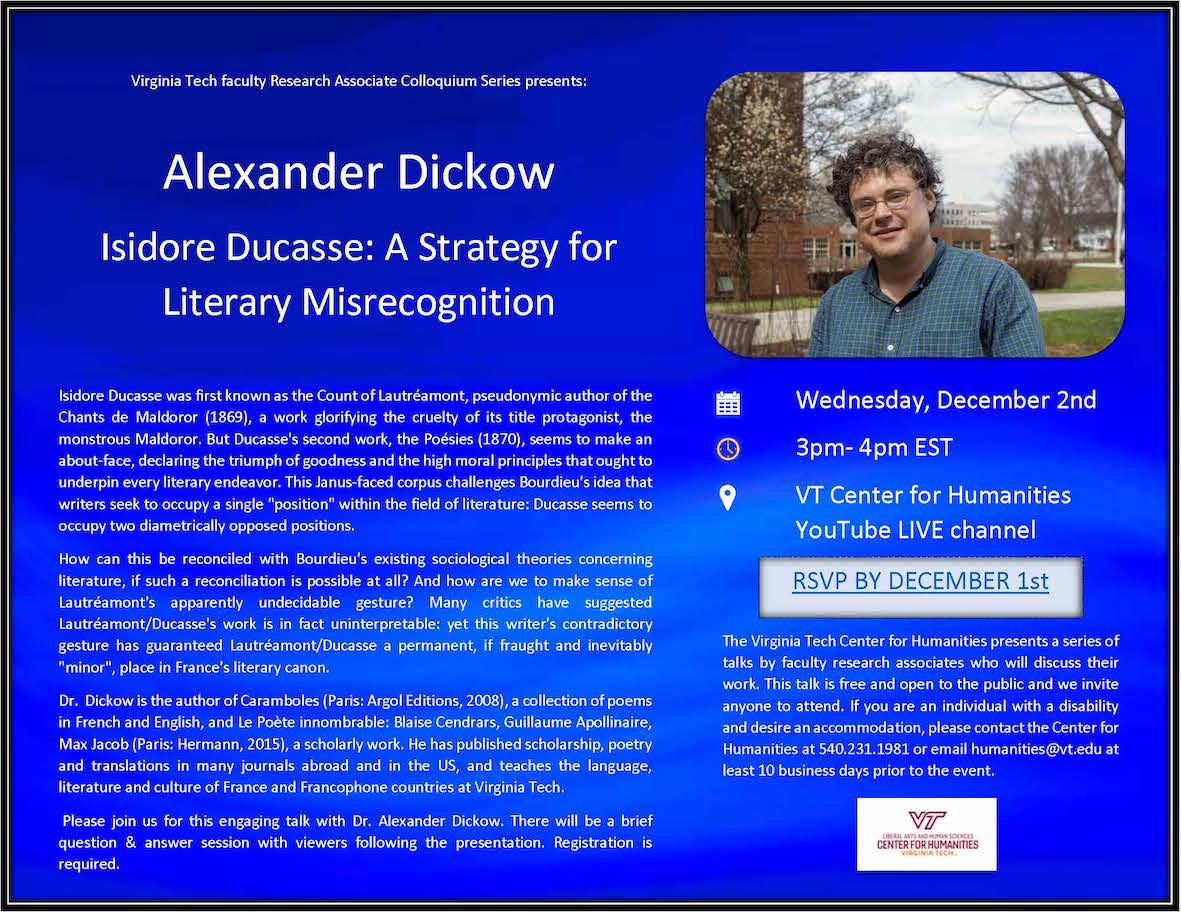 Maldoror : Le site: Ducasse and Literary Misrecognition: une conférence ...