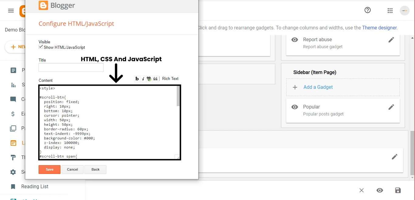 How To Add Back To Top Button In Blogger | RUSTCODE