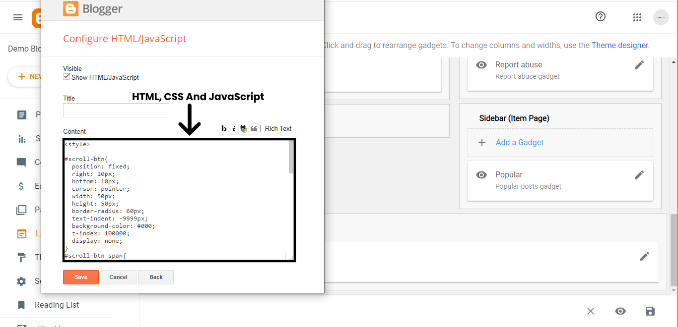 How To Add Back To Top Button In Blogger | RUSTCODE