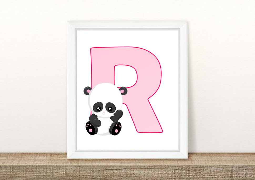 Kits imprimibles gratis : Abecedario y números panda rosa