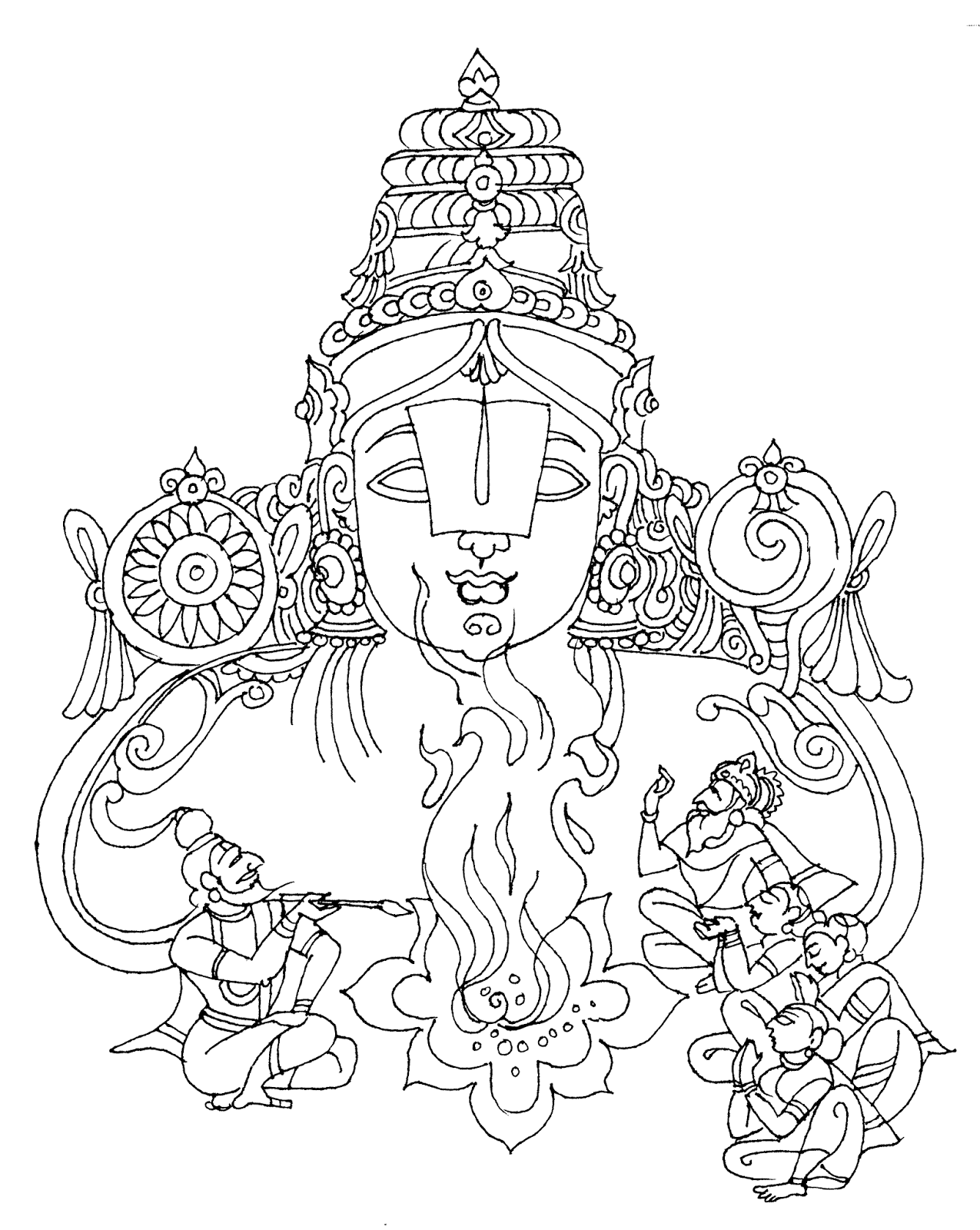 Tamil Cliparts: Venkatachalapathi Line Drawings for invitations