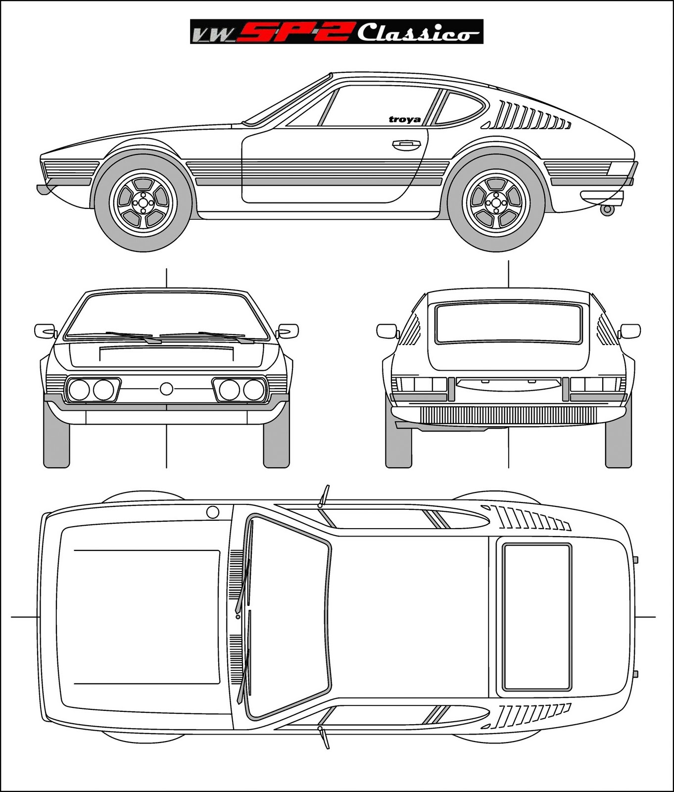 Blueprint do Volkswagen SP2 - Volkswagen SP2 Classico