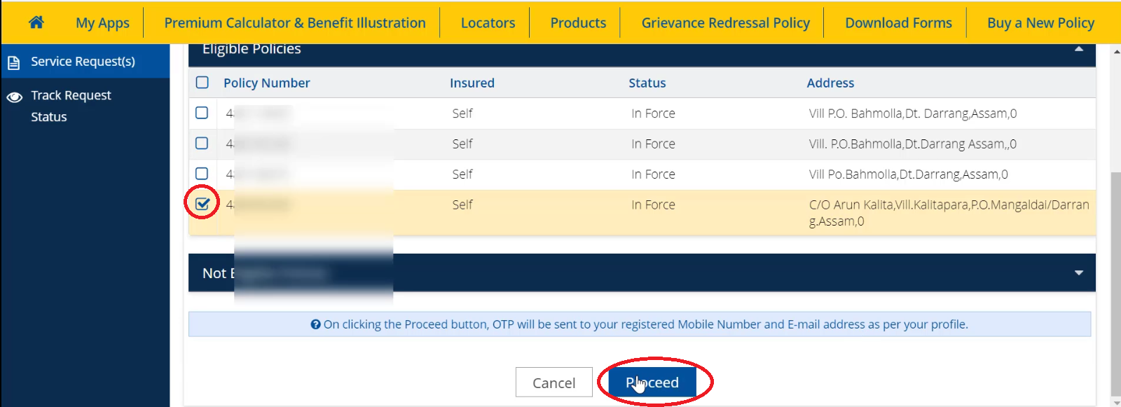 How to change address in LIC policy online?