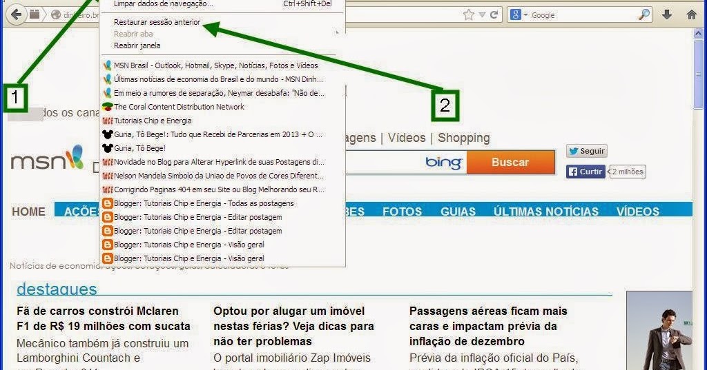 Como Recuperar Varias Paginas Fechadas Repentinamente em seu Browser
