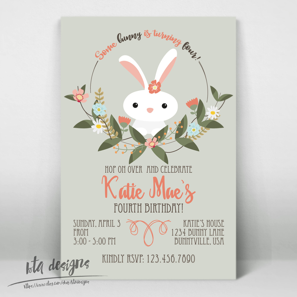 Bunny Birthday Party Invitation 3