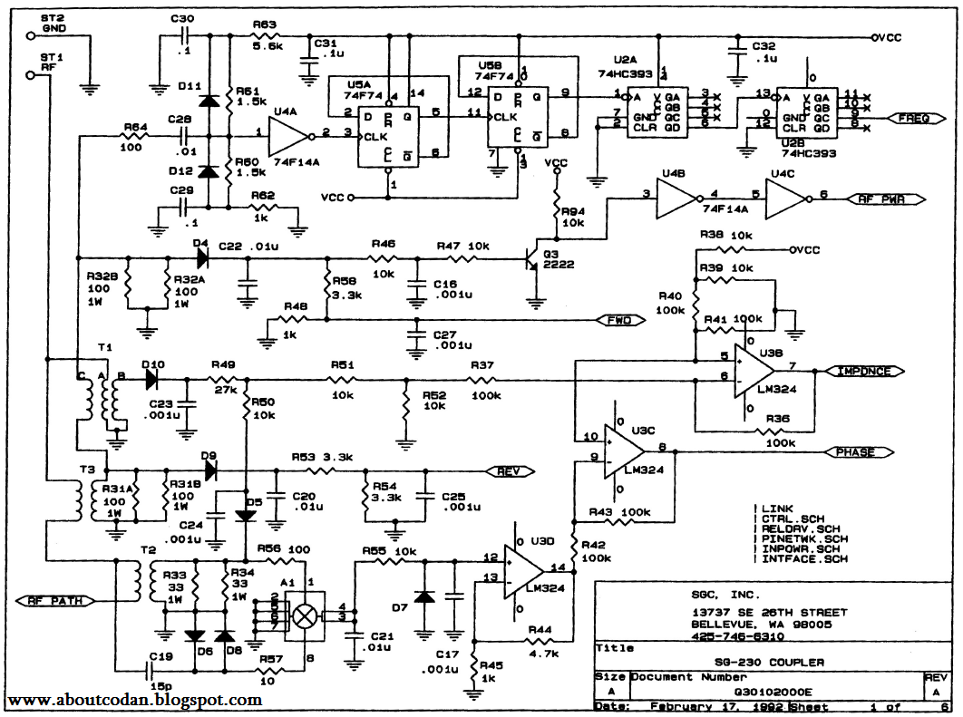 Everything about CODAN: CODAN 9103 (SGC 230) Antenna Coupler schematic