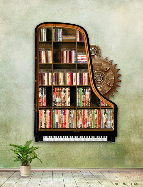 5 pianos turned bookshelves / guiltless reading