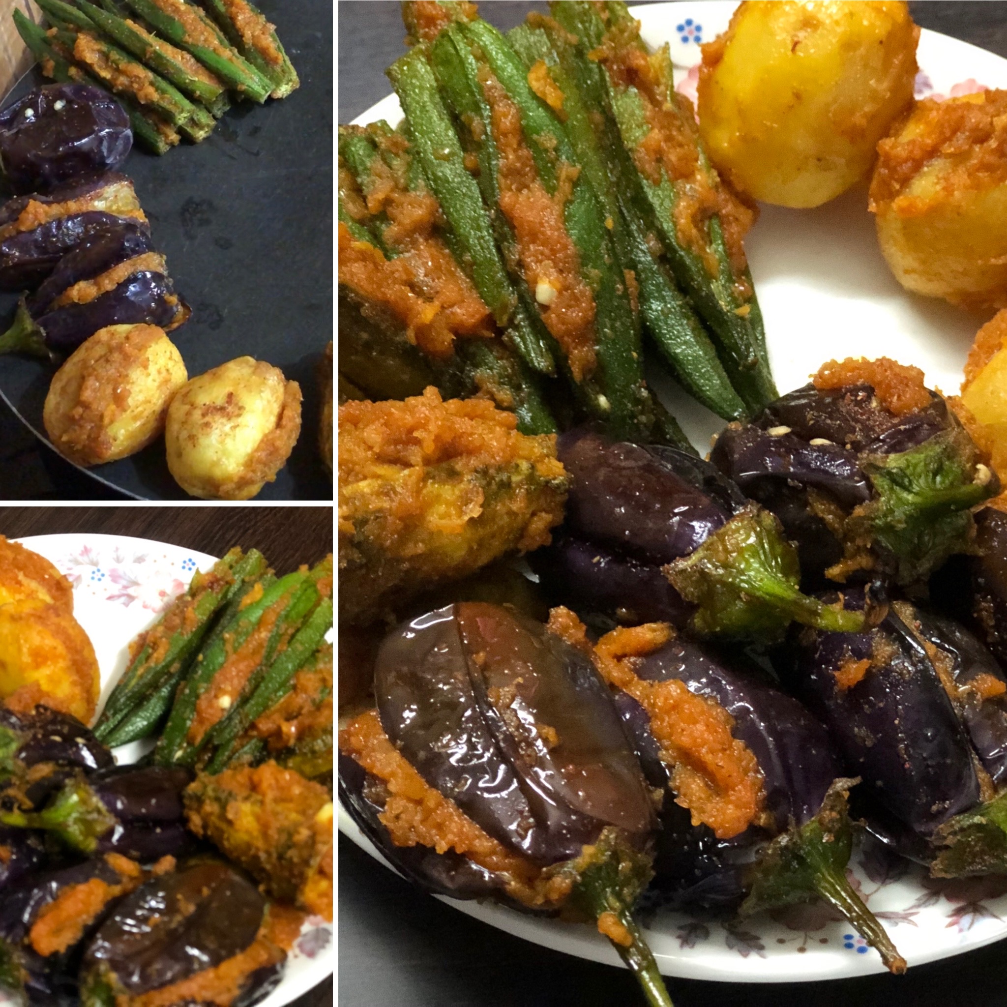 Indian stuffed vegetables |Tawa Fry vegetables | vegetables of iron siklet