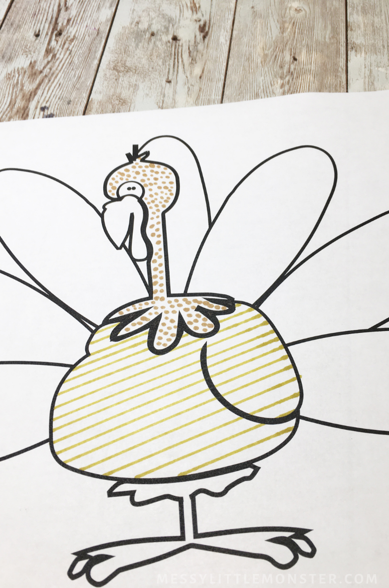 Turkey Colouring Page Zentangle Art - Messy Little Monster