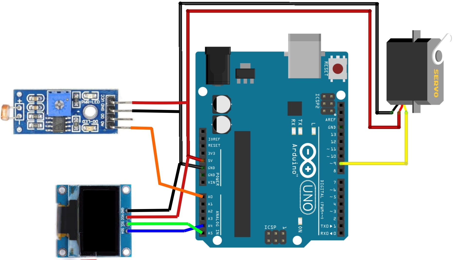 Mengontrol Motor Servo dengan Input Intensitas Cahaya dan Menampilkan ...
