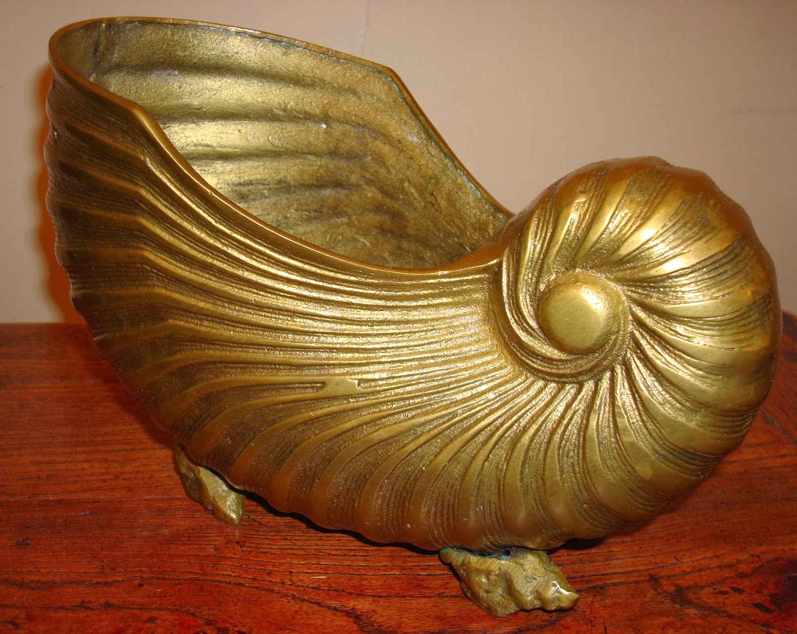 Era Antiques: Vintage Solid Brass Nautilus Shell with Brass Snail Shell ...