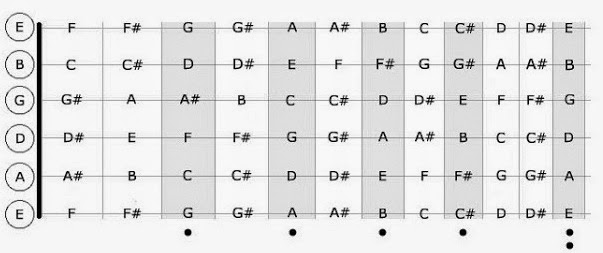 Learn Guitar: Notes on the fret board
