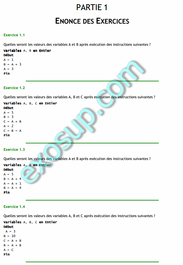 Algorithmique:92 exercices corrigés - ExoSup