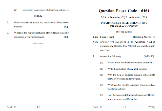 Lucknow University M.Sc.( Semester-II) PHARMACEUTICAL CHEMISTRY ...