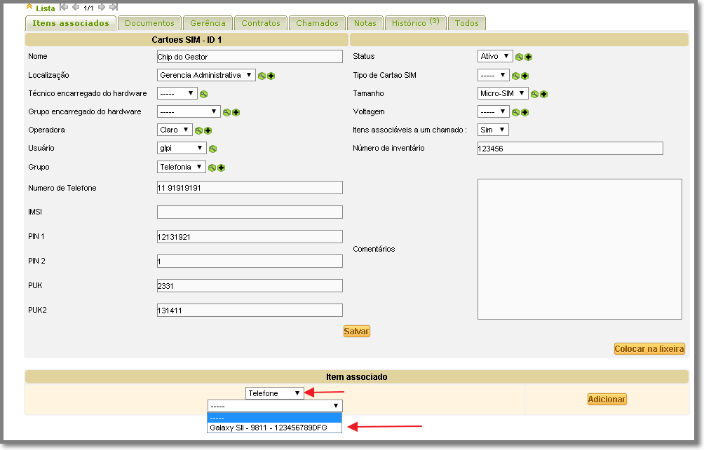 Tecnologia da Informação: GLPI - Plugin SIM Card