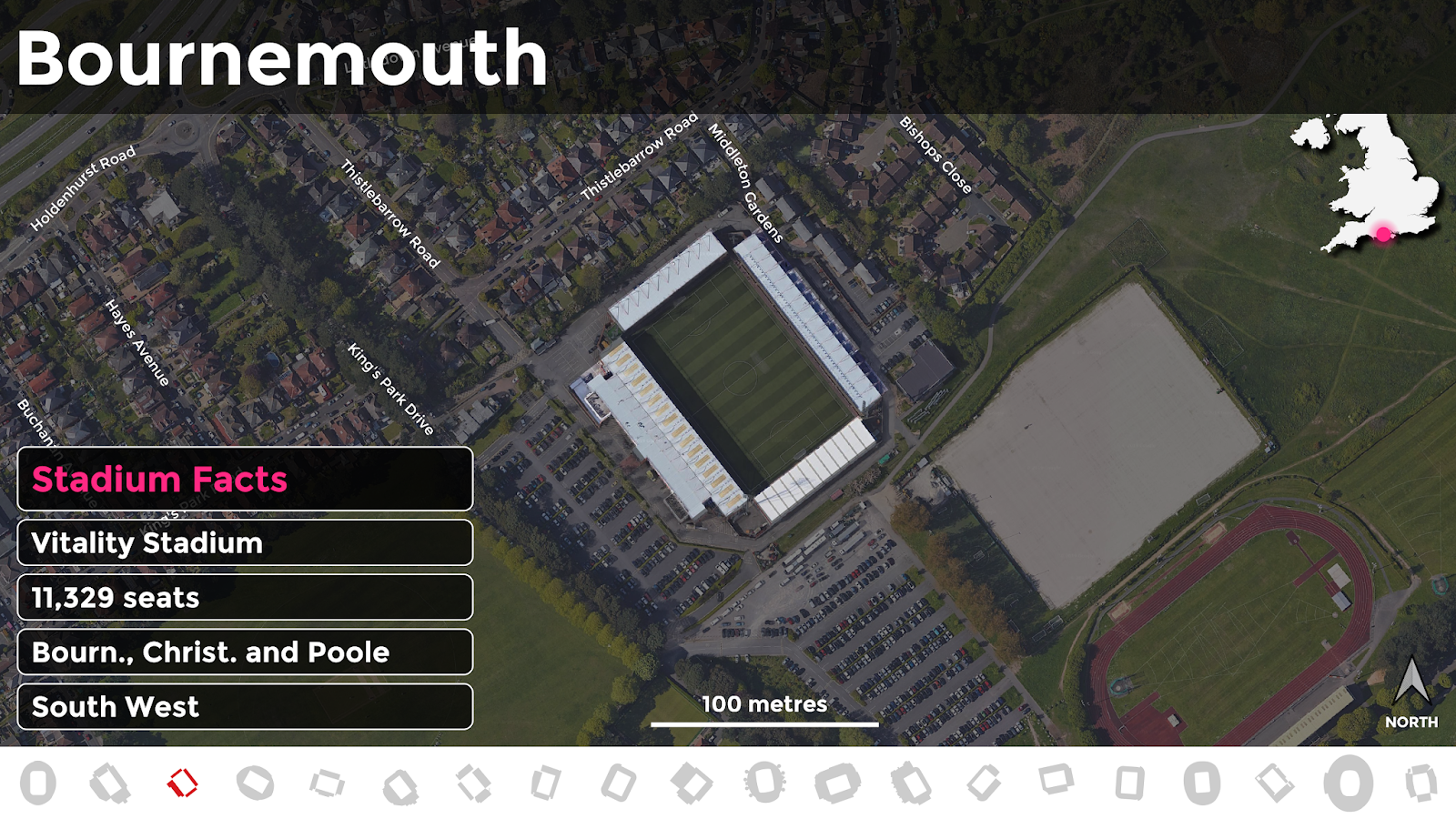 Stats, Maps n Pix: All English Premier League Grounds in 60 Seconds