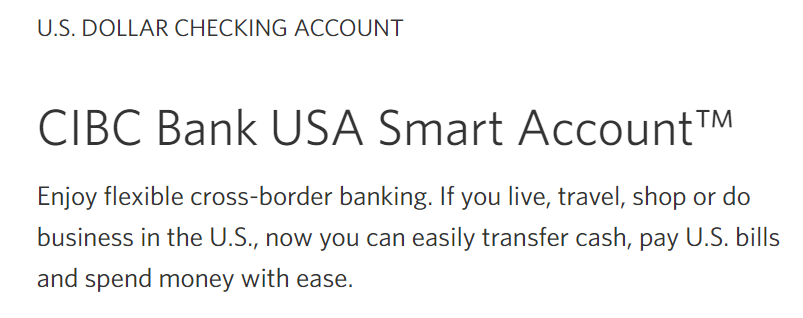 美国的CIBC USA Smart Account账户简介