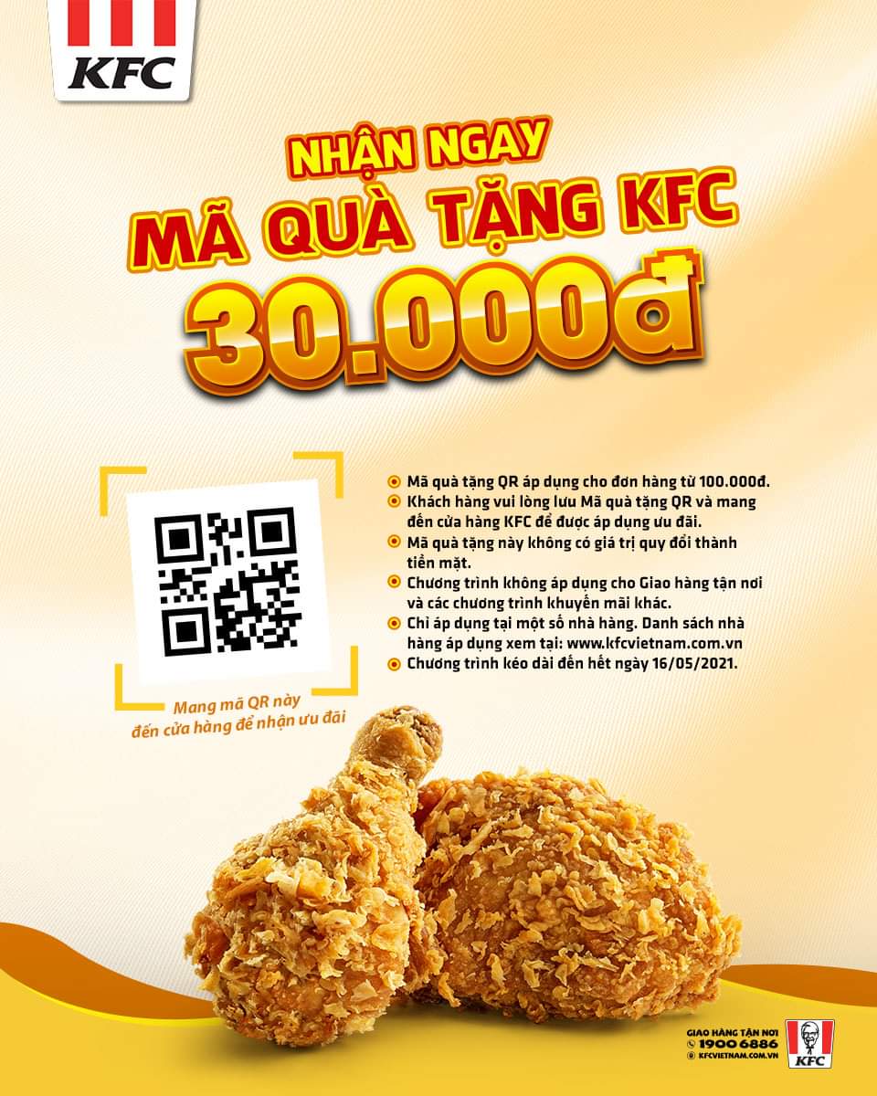 (QC) Nhận ngay mã giảm giá KFC 30.000đ - scan QR code, nhận ngay ưu đãi ...