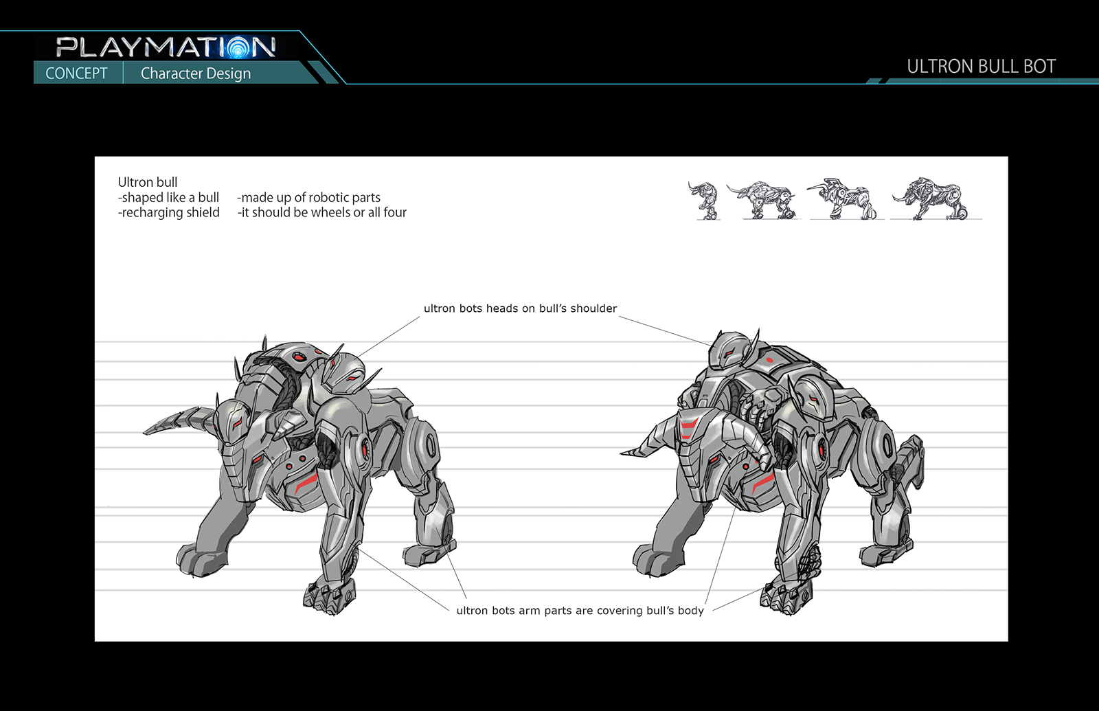 Art of Justin Cho: PLAYMATION_Marvel's Avengers_Ultron bot Concepts