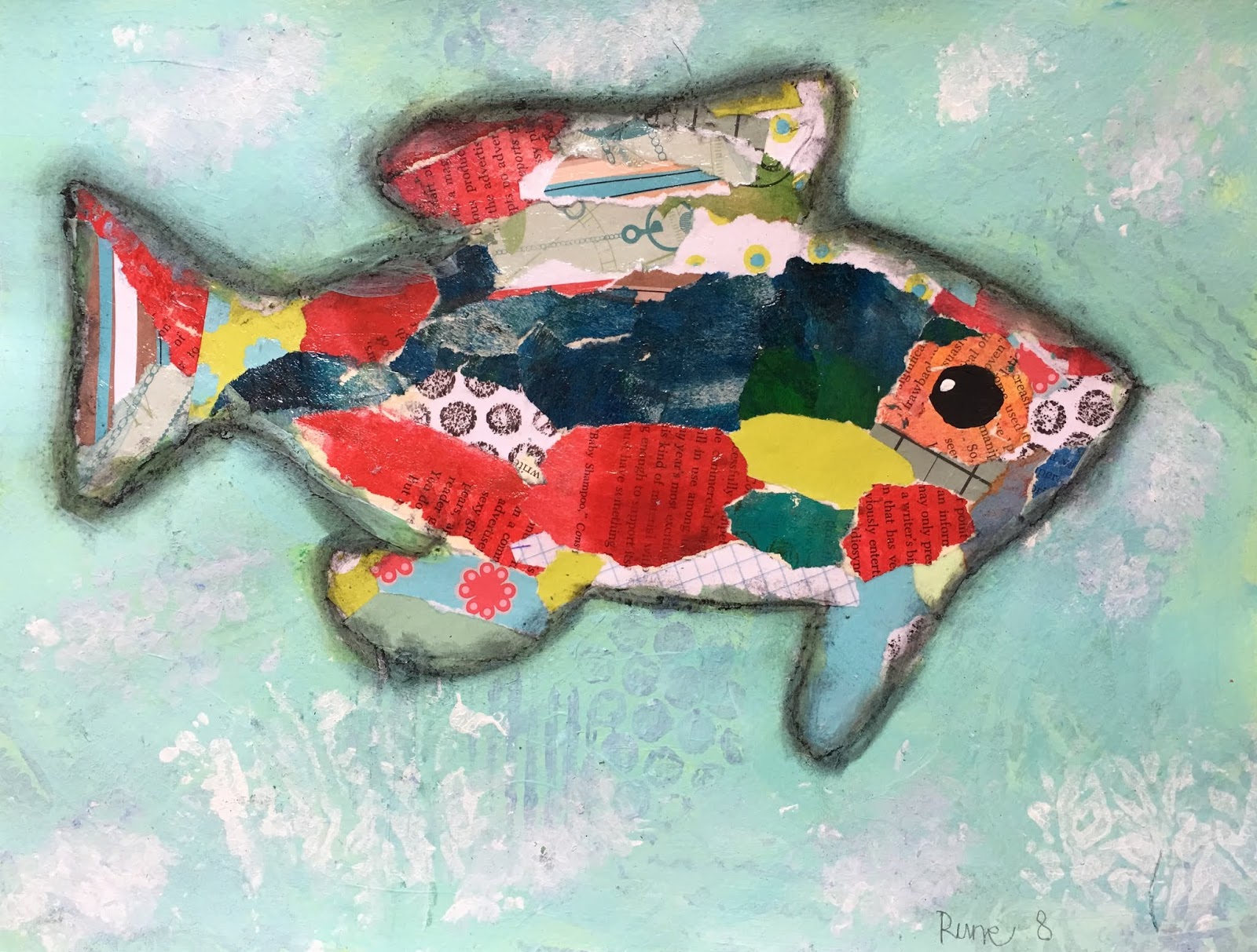 Art Room Britt: Elizabeth St. Hilaire Collage Fish - Mixed-Media