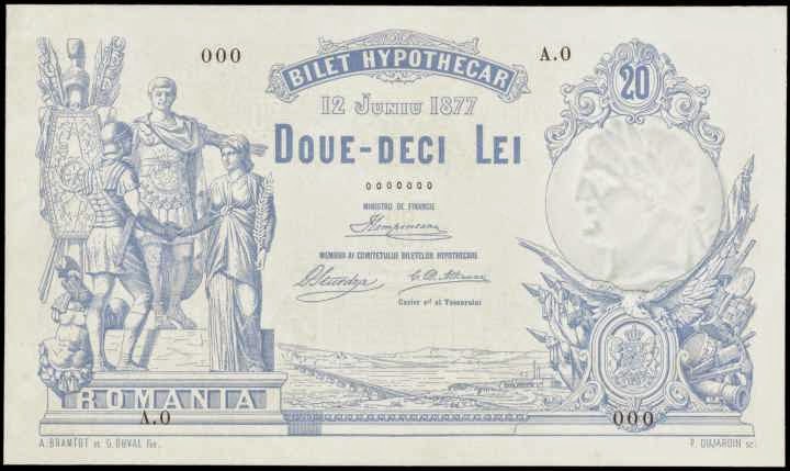 Romania 20 Lei banknote 1877 Bilet Hypothecar|World Banknotes & Coins ...
