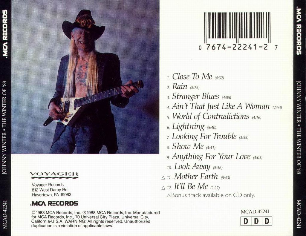 Classic Rock Covers Database: Johnny Winter - The Winter of '88 (1988)
