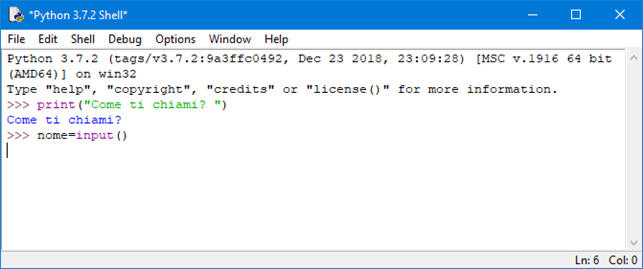Appunti per il Gruppo Computer: IMPARIAMO A PROGRAMMARE IN PYTHON (2)