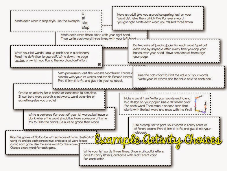 Spelling Homework for Any List for the Entire Year - Sunny Days in ...