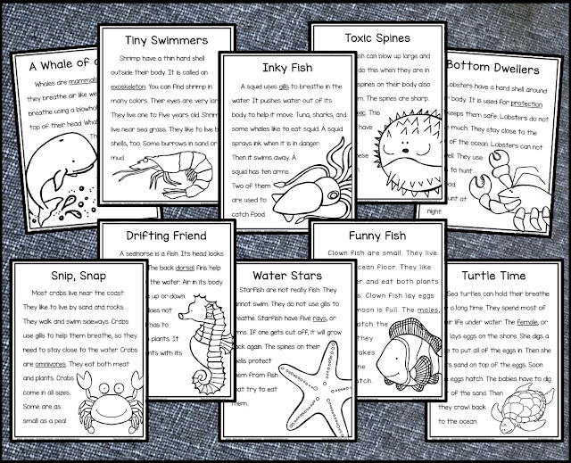 Ocean Themed Reading Comprehension Pack Plus a FREE DOWNLOAD | The ...